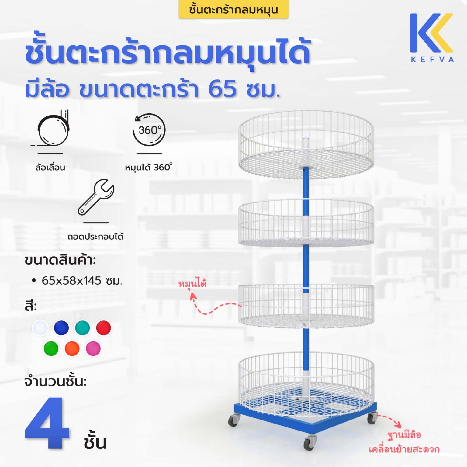 ชั้นวางของวงกลม ชั้นตะกร้าวางของแบบหมุนได้ 360 องศา » KEFVA